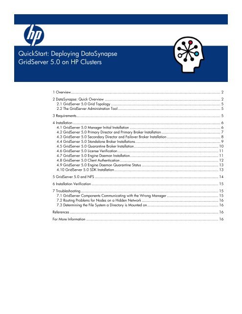 QuickStart: Deploying DataSynapse GridServer 5.0 on HP Clusters