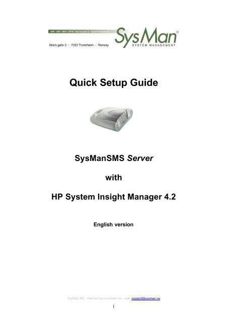 SysManSMS Server With HP System Insight Manager 4.2 - SysMan AS