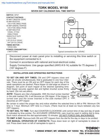 Tork Electrical Timers Instruction Manual