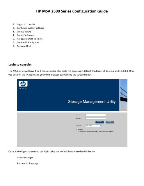 HP MSA 2300 Series Configuration Guide