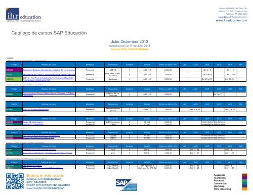 Catálogo de cursos SAP Educación