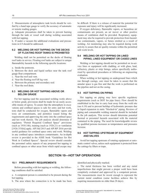 SAFE HOT TAPPING PRACTICE