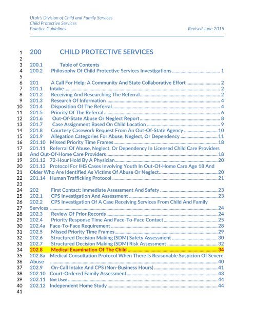 200 CHILD PROTECTIVE SERVICES