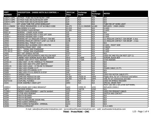 TRAK - ProtoTRAK - CNC L15 - Page 1 of 4