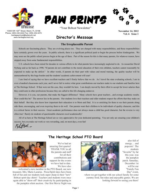 Director's Message - The Heritage School