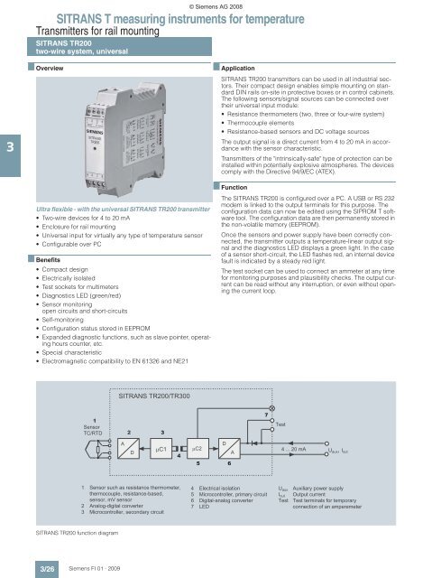 SITRANS T measuring instruments for temperature 3 - Prosim Proses
