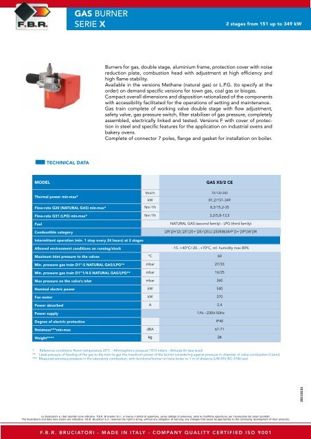 SERIE X GAS BURNER - FBR Bruciatori Srl