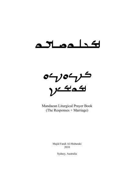 Mandaean Liturgical Prayer Book (The Responses + Marriage)