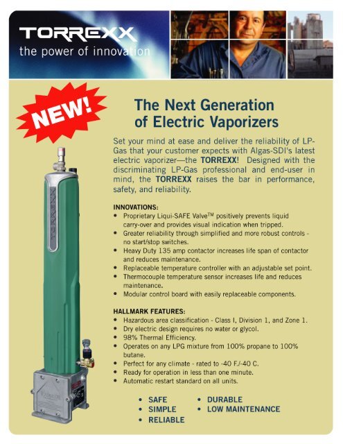TORREXXâ ¢ Electric LPG Vaporizer - Algas SDI
