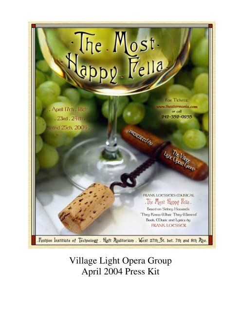 Village Light Opera Group April 2004 Press Kit