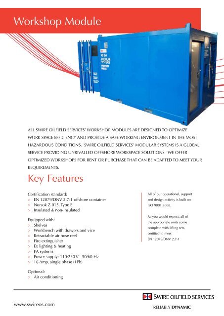 Workshop Module - Swire Oilfield Services