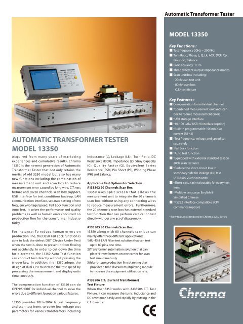 AUTOMATIC TRANSFORMER TESTER MODEL 13350