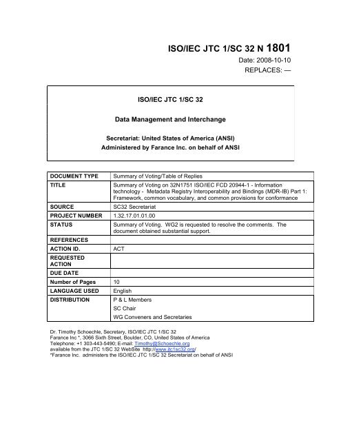ISO/IEC JTC 1/SC 32 N 1801 - ISO/IEC JTC1 SC32 Home Page