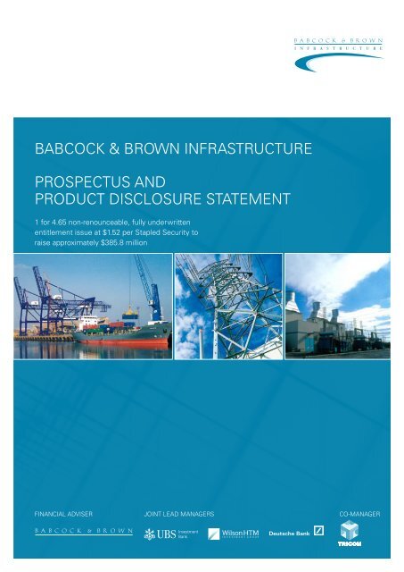 Babcock & brown Infrastructure Prospectus and Product Disclosure Statement