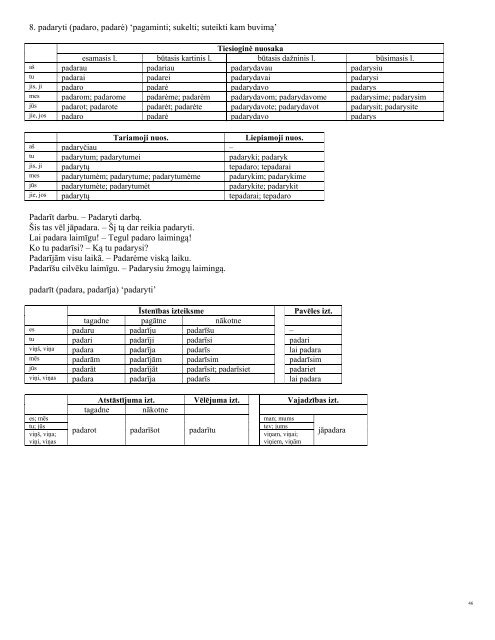 8. padaryti (padaro, pada