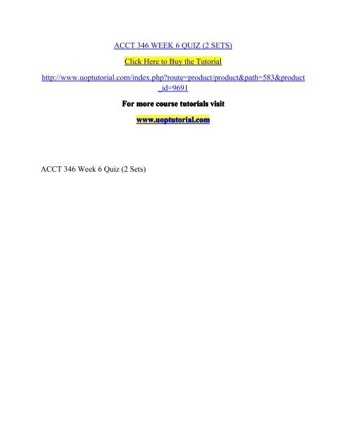 ACCT 346 WEEK 6 QUIZ
