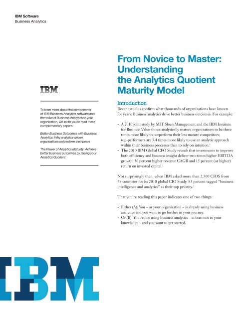From Novice to Master Understanding the Analytics Quotient Maturity Model