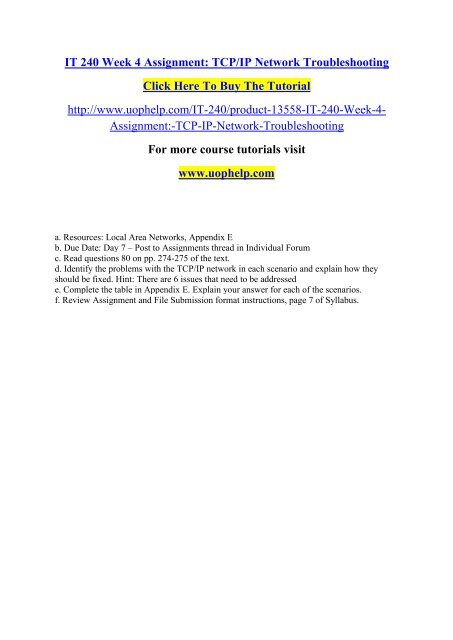 IT 240 Week 4 Assignment TCPIP Network Troubleshooting.pdf