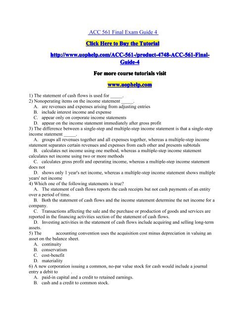 ACC 561 Final Exam Guide 4/ uophelp