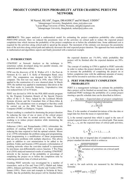 PROJECT COMPLETION PROBABILITY AFTER CRASHING PERT/CPM NETWORK