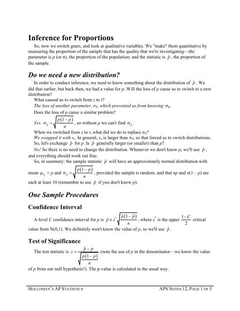 Inference for Proportions
