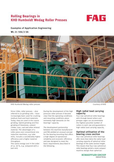 Rolling Bearings in KHD Humboldt Wedag Roller Presses Examples ...