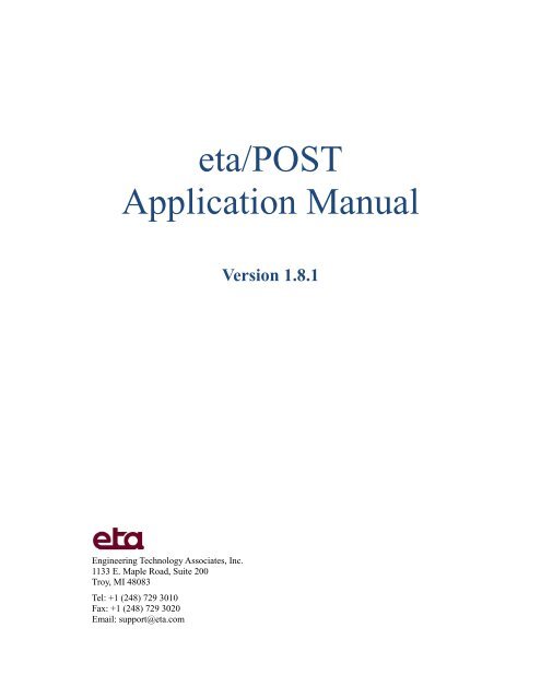 eta/POST Application Manual