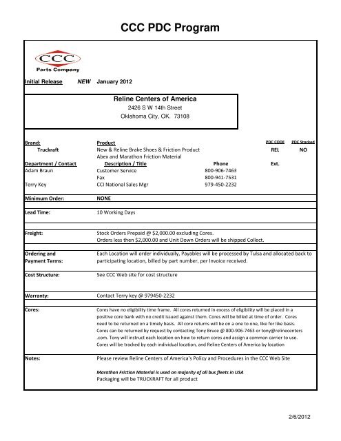 CCC PDC Program - CCC Parts Company