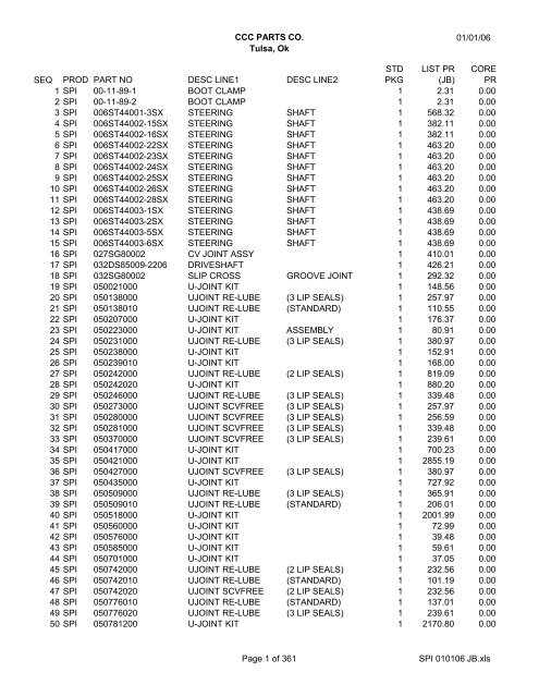 CORE PR 1 SPI 00-11-89-1 BOOT CLAMP - CCC Parts Company