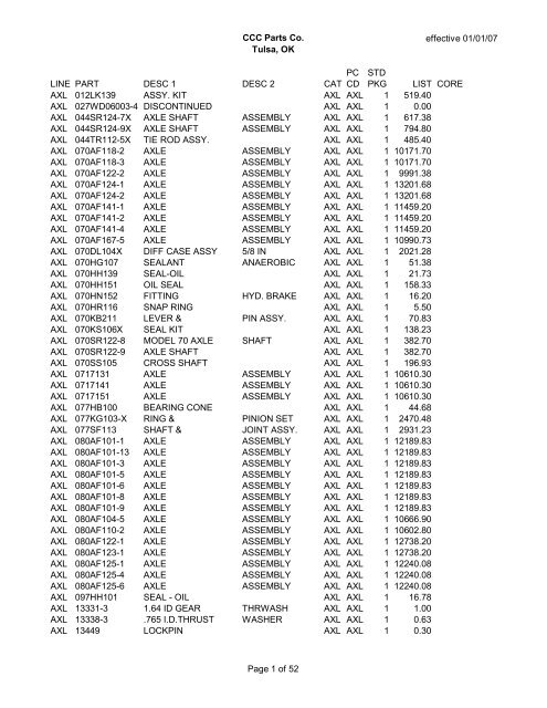 CCC Parts Co. Tulsa, OK - CCC Parts Company