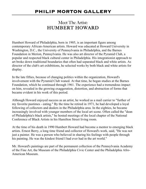 Humbert Howard - Philip Morton Gallery