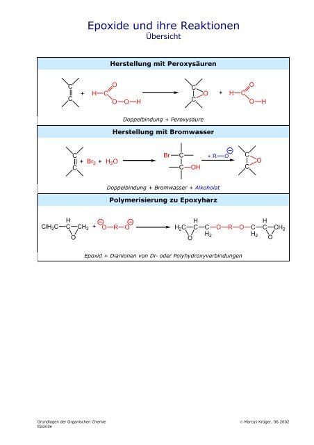 Epoxide und ihre Reaktionen