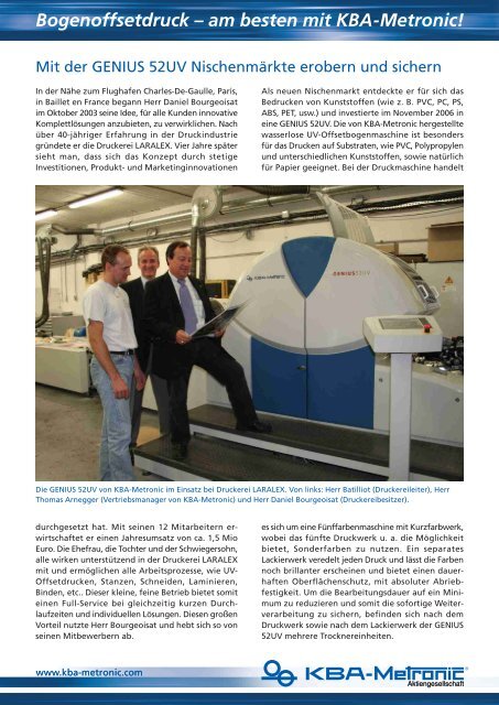 Bogenoffsetdruck – am besten mit KBA-Metronic! - KBA MePrint