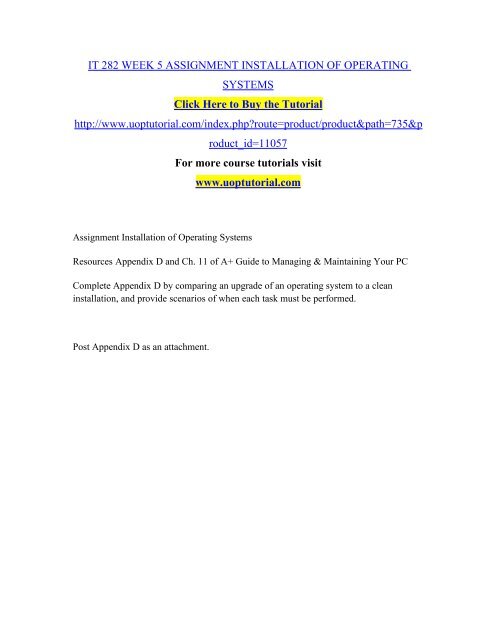 IT 282 WEEK 5 ASSIGNMENT INSTALLATION OF OPERATING SYSTEMS
