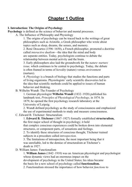 Chapter 1 Outline