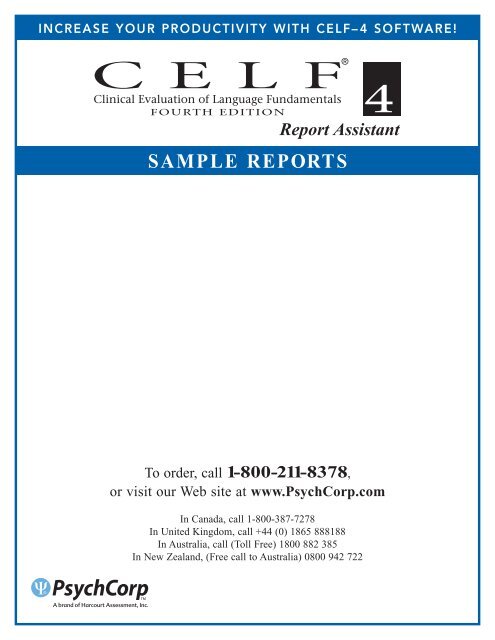 SAMPLE REPORTS