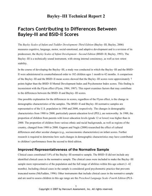 Factors Contributing to Differences Between Bayley–III and BSID–II Scores