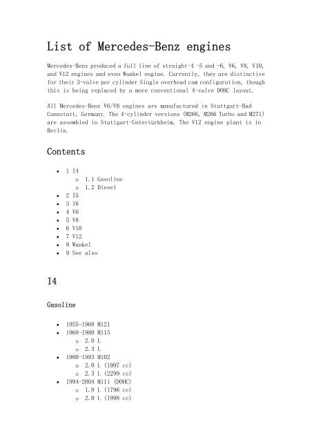 List of Mercedes-Benz engines