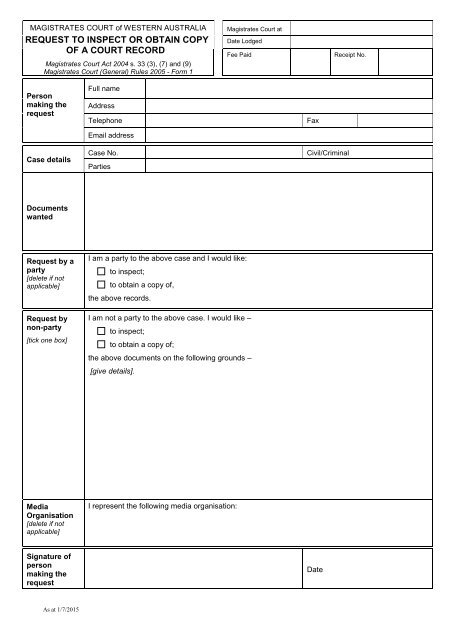 REQUEST TO INSPECT OR OBTAIN COPY OF A COURT RECORD