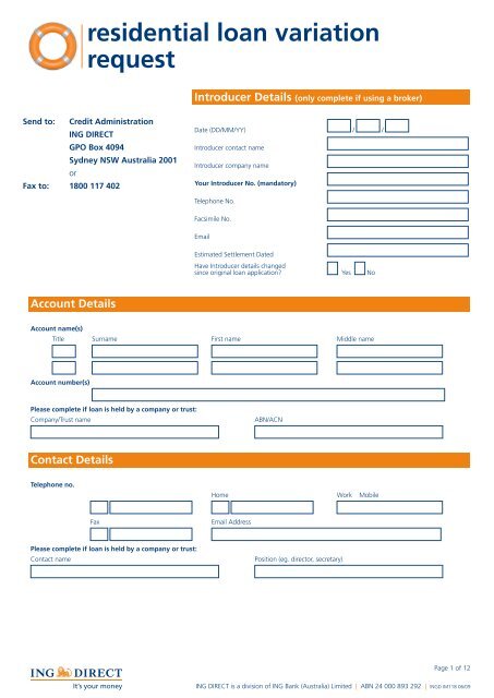 residential loan variation request