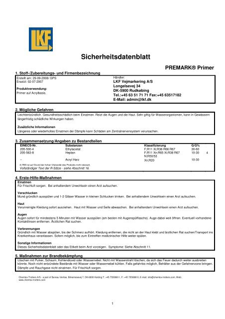 PREMARK Primer Sicherheitsdatenblatt