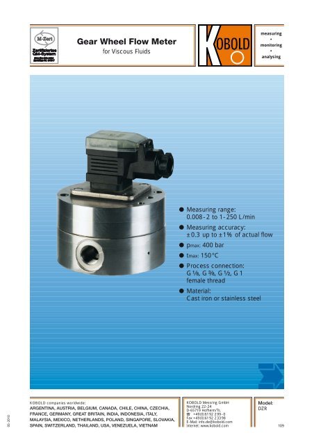 Gear Wheel Flow Meter - Kobold Unirota Kft.