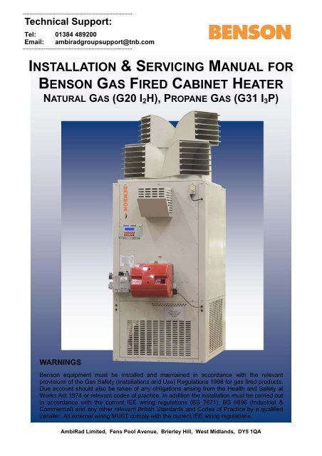 BENSON GAS FIRED CABINET HEATER