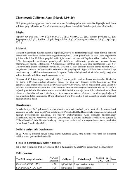 Chromocult Coliform Agar (Merck 1.10426)