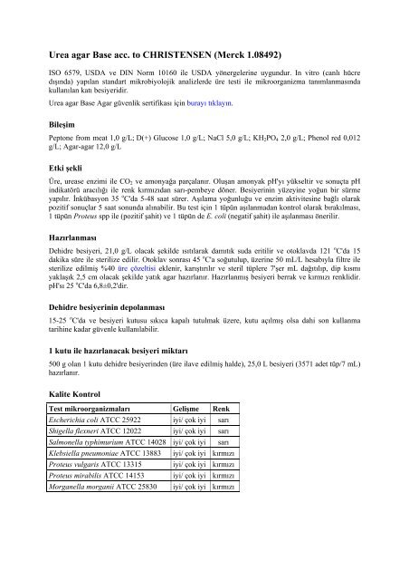 Urea agar Base acc to CHRISTENSEN (Merck 1.08492)