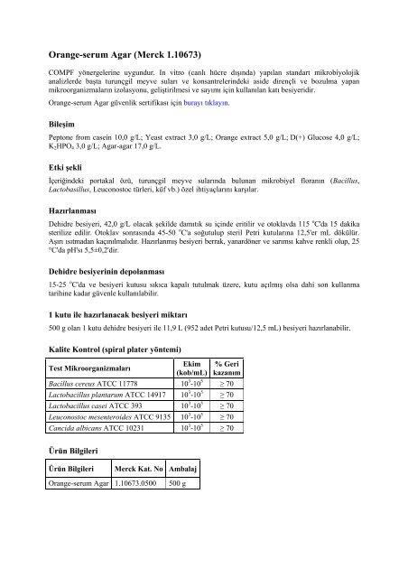 Orange-serum Agar (Merck 1.10673) - mikrobiyoloji.org