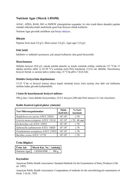 Nutrient Agar (Merck 1.05450)