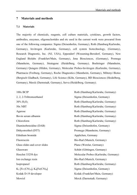 7 Materials and methods