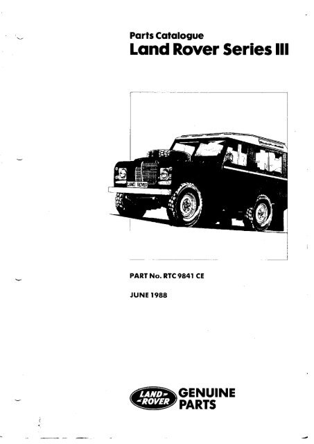 RTC 9841 Land Rover Serie Parts Catalogue