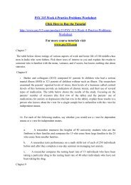 PSY 315 Week 1 Practice Problems Worksheet